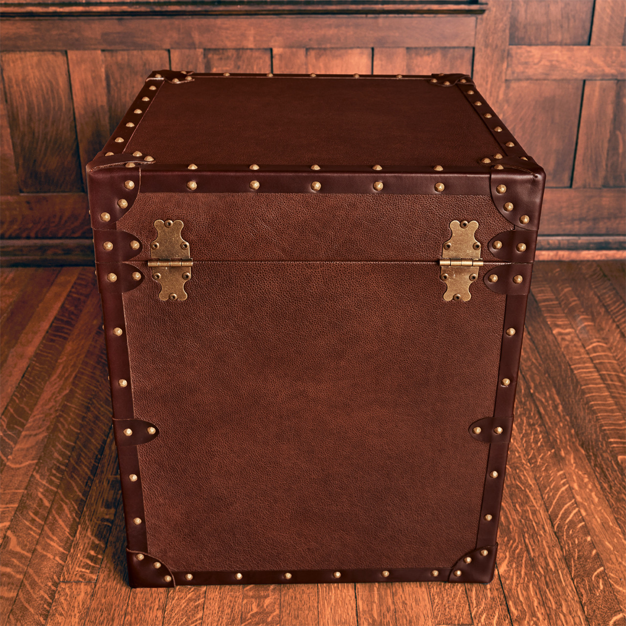 Rhino Full Grain Leather End Table Trunk