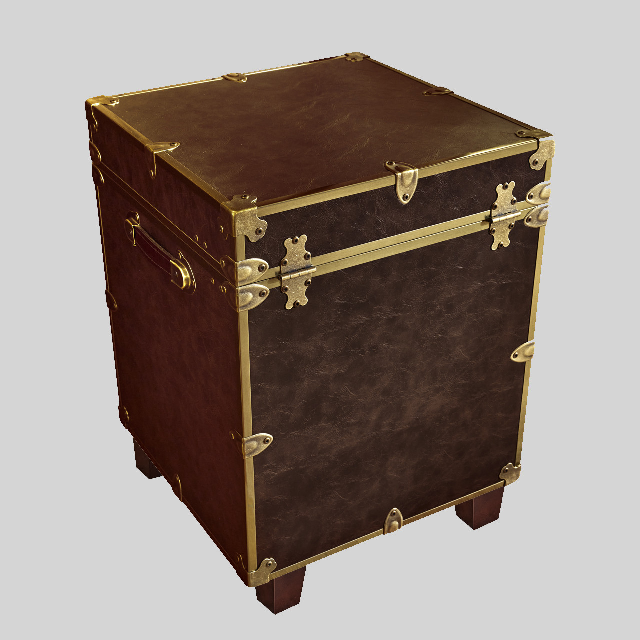 Rhino Luxury Faux Leather End Table Trunk with Feet