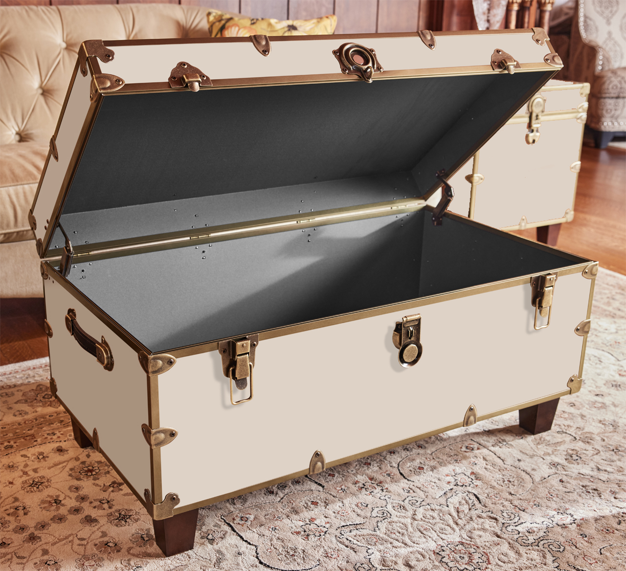 Rhino Luxury Faux Leather Coffee Table Trunk With Feet