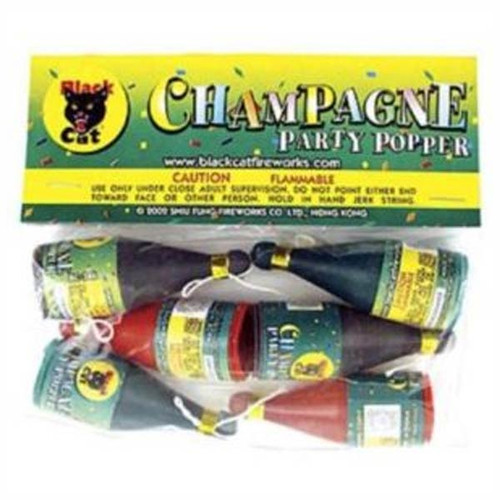 Black Cat 6pc Champagne Party Poppers - Eagle Fireworks