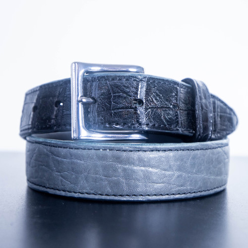 Gray Elephant & Black Alligator Cowboy Belt