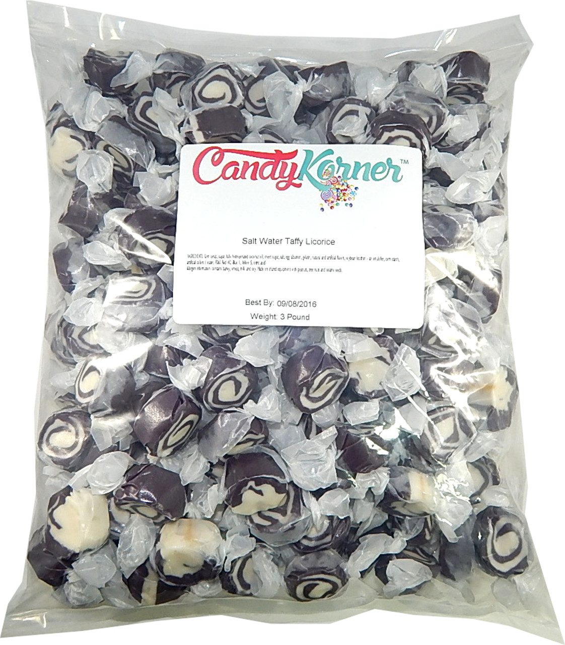 Salt Water Taffy Licorice Flavored 3 Pound ( 48 OZ ) - CandyKorner
