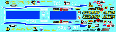 Pro Stock Decal Sheet, Glidden-Allen, 1/25 - Ted's Modeling Marketplace