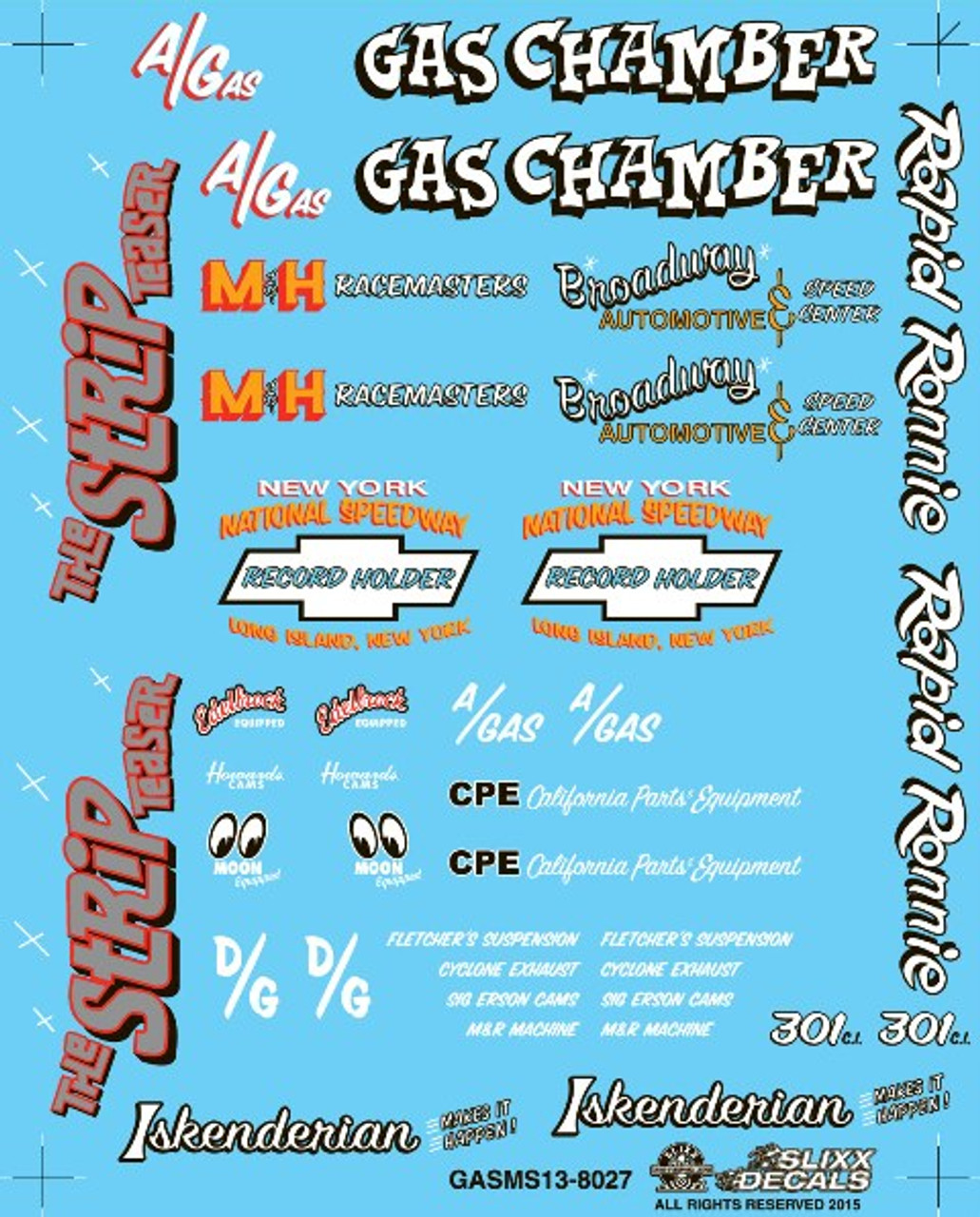 SLIXX Decals Gasser Mini Sheet, 1/25 scale