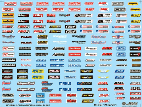1/16 scale drag racing sponsor and manufacturer decal sheet