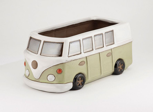 Glazed Camper Van Planter - Green - Bunkers Hill Plant Nursery