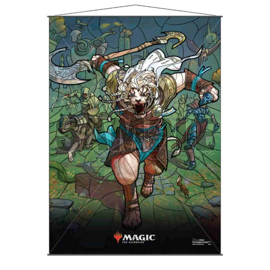 MTG Stained Glass Wall Scroll: Ajani - Shuffle and Cut Games