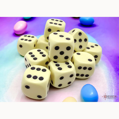 16mm d6 Dice Block (12): Opaque Pastel Yellow/Black - Shuffle and Cut Games