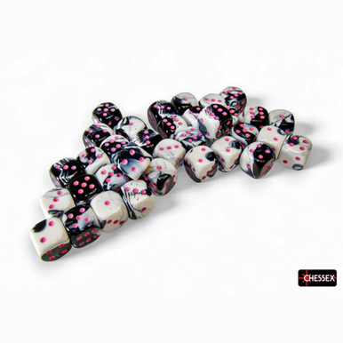 Dice Menagerie 11: Gemini 12mm D6 Black-White with Pink Dice Block(36 ...