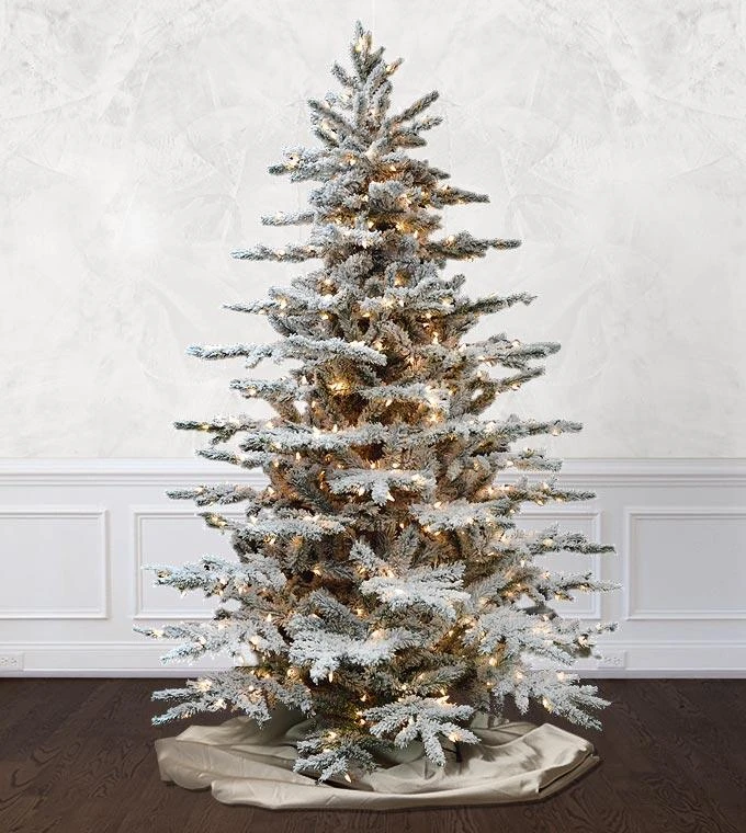 Lightly Flocked Christmas Tree Vickerman 108'' H White/Green Realistic