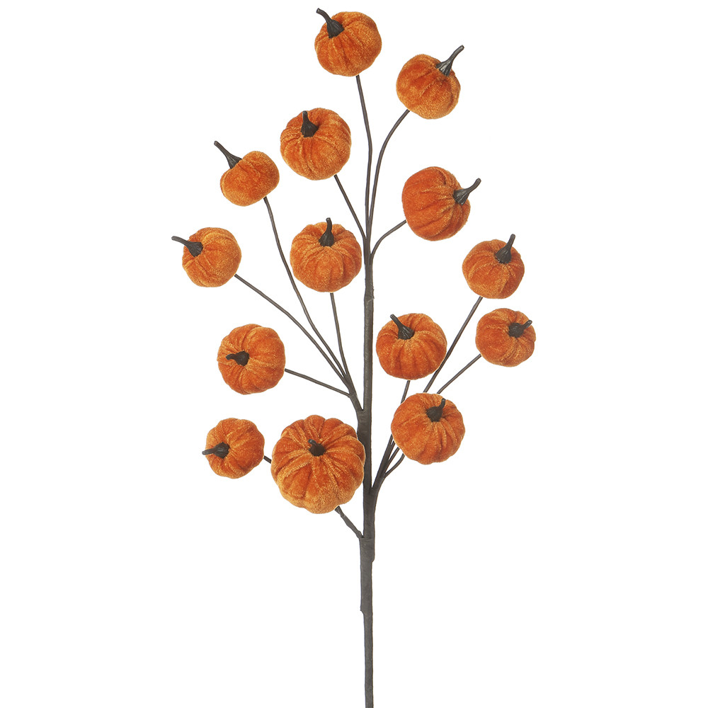 30" Velvet Pumpkin Spray Orange