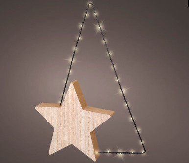 Micro LED Tree Frame with Wood Star 18.5" - Treetime Christmas Creations