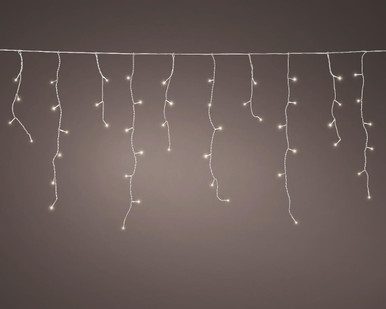 LED Warm White 24.1ft Connectable Icicle Light Set With White Wire ...