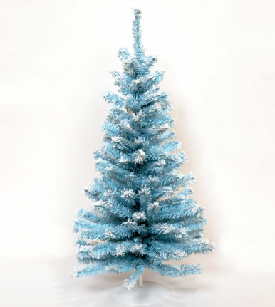 Flocked Over Blue Unlit Artificial Christmas Tree