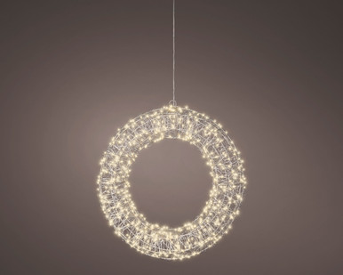 Micro LED Warm White Metal Wreath Frame Light Set 15" D, 500lts with ...