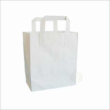 Medium Kraft Flat Handle Bag White