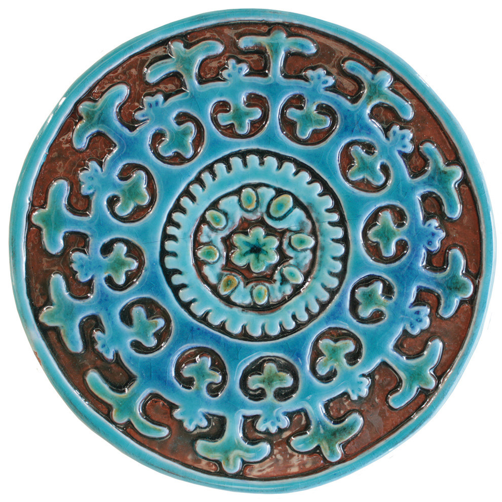Circle wall art 21cm - mandala 1 turquoise tile by GVEGA