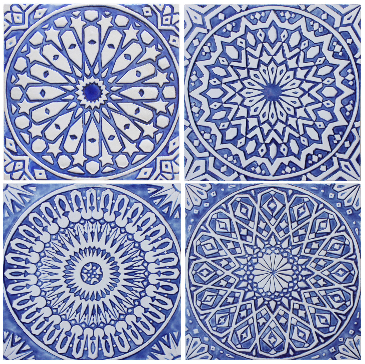 Large Moroccan tile #2. Blue and white handmade tile by GVEGA