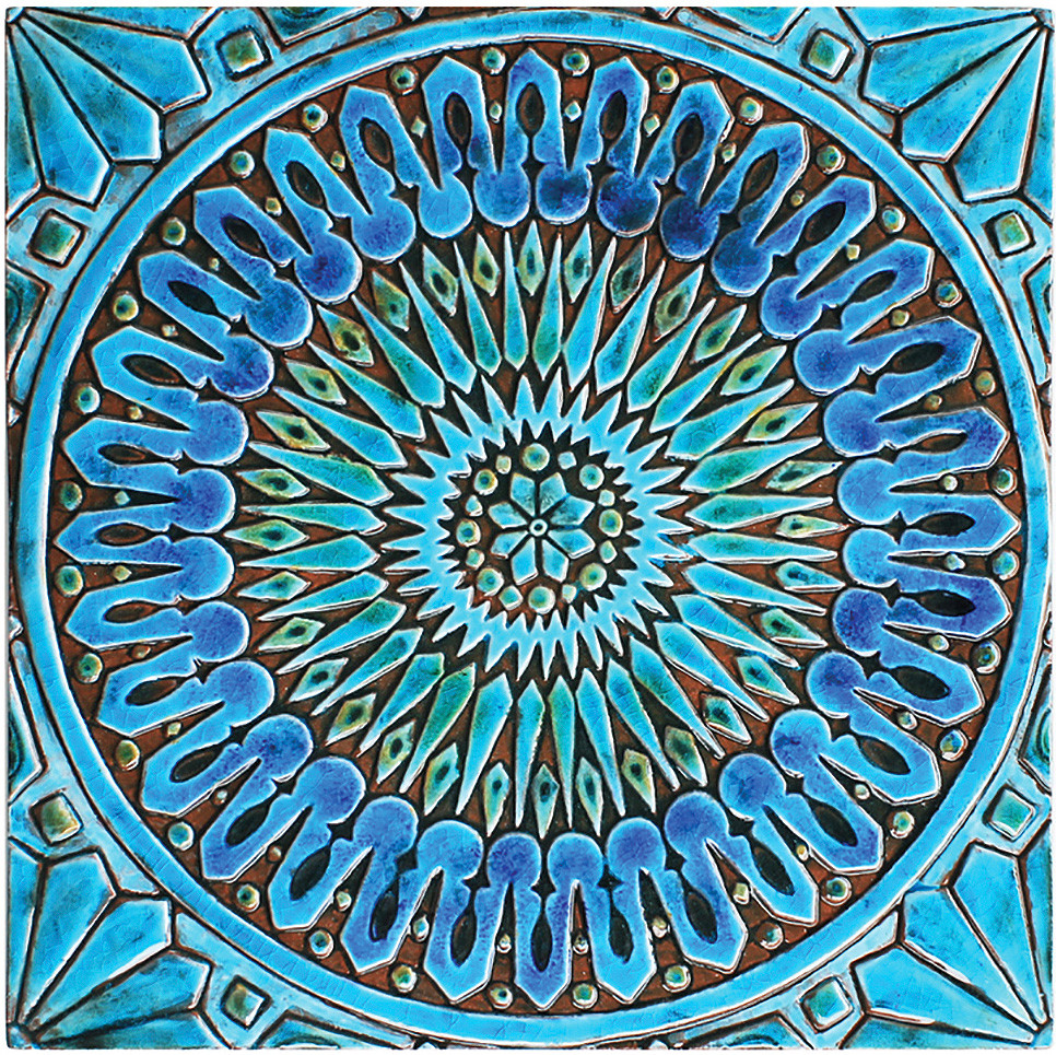 Handmade Tile Turquoise Moroccan #5 [40cm/15.7"] - gvega