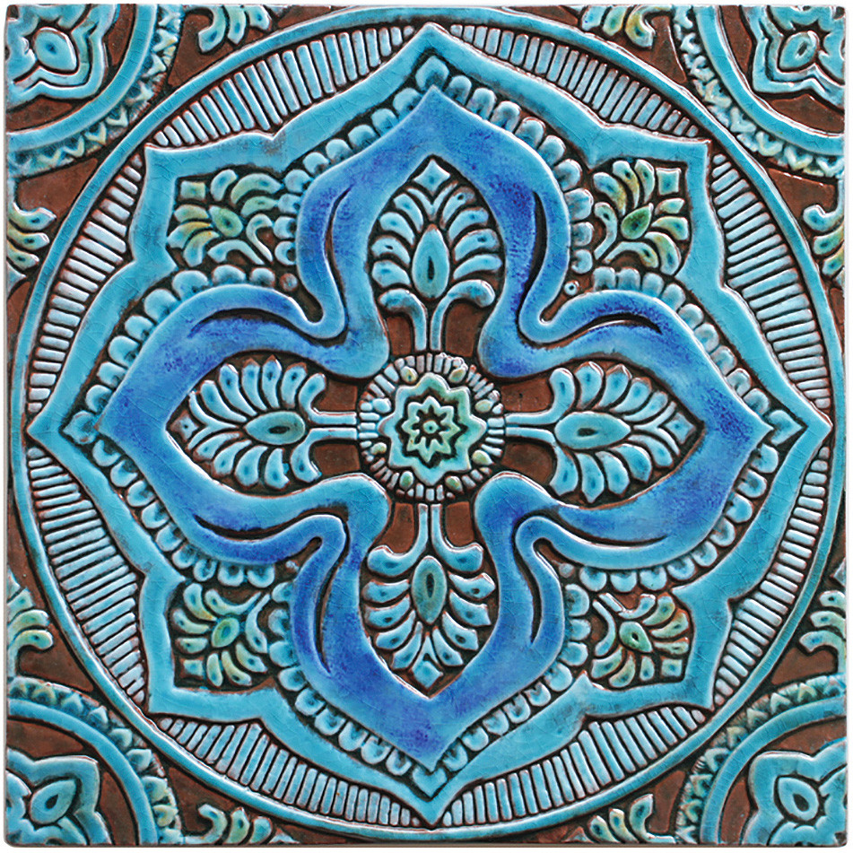 Handmade Tile Turquoise Moroccan #5 [40cm/15.7"] - gvega