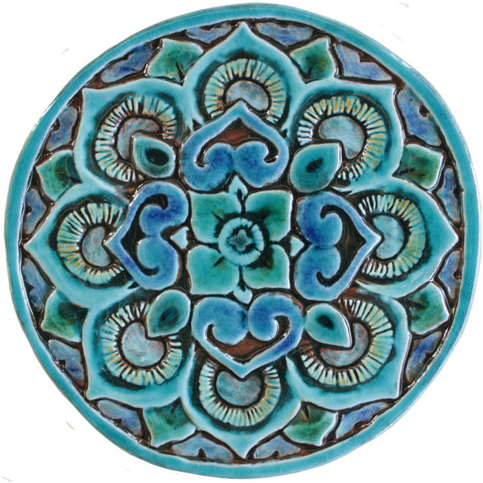 Circle wall art 21cm - mandala 2 turquoise tile by GVEGA