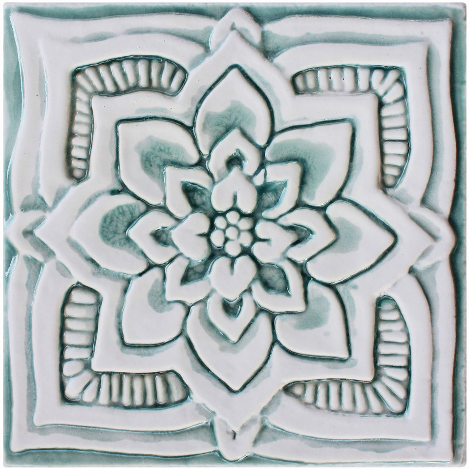 Relief tile Mandala #4 15cm - Spanish tiles handmade by GVEGA