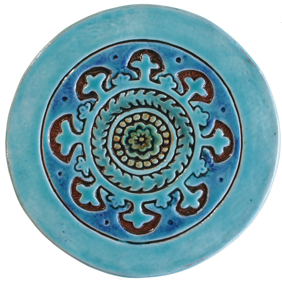 Circle wall art 21cm - Moroccan 2 turquoise tile by GVEGA
