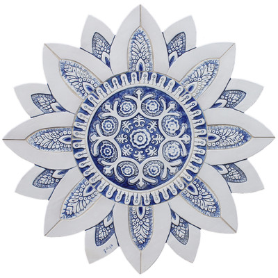 Ceramic mural tiles - Blue & white Floral 74cm by GVEGA