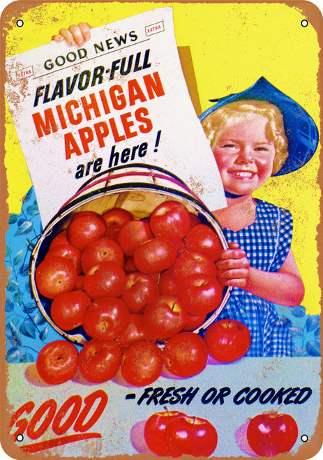 Michigan Apples Metal Sign