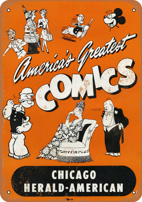 Chicago Herald-American Comics Metal Sign