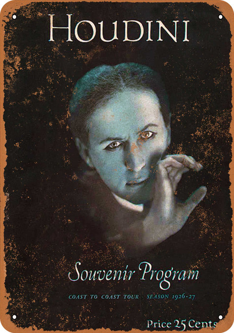 Harry Houdini Metal Sign
