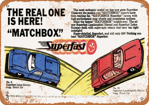 1969 Matchbox Superfast Cars Metal Sign