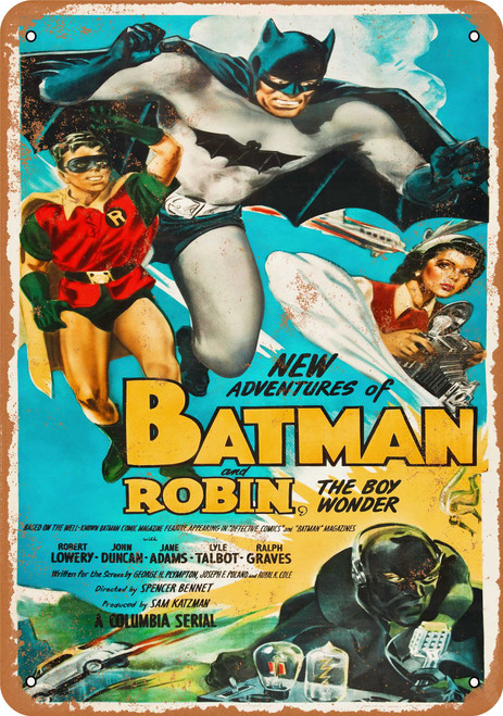 1949 Batman and Robin Serial Metal Sign