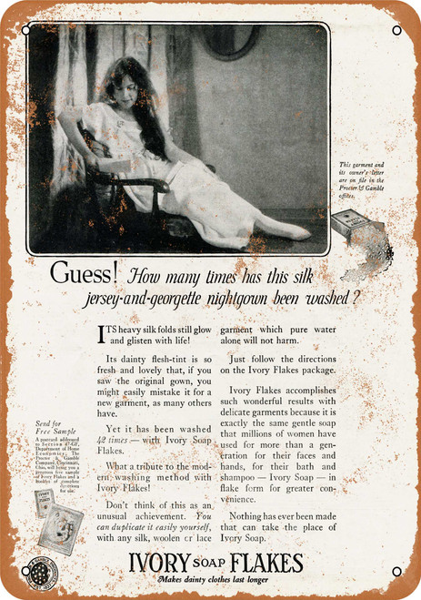 1922 Ivory Soap Flakes Metal Sign