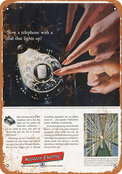 1955 Western Electric Lighted Dial Telephone Metal Sign