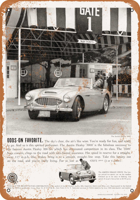 1959 Austin Healey 3000 Automobile Metal Sign