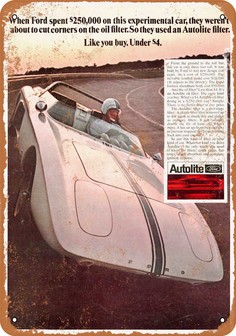 1968 Ford Supercar Prototype Autolite Metal Sign