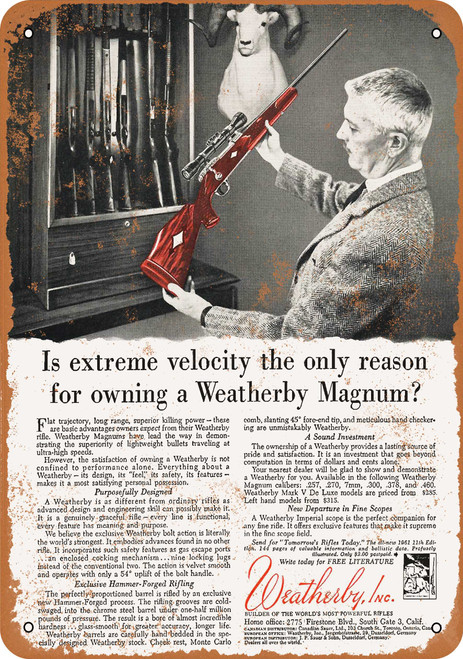 1961 Weatherby Magnum Rifles Metal Sign