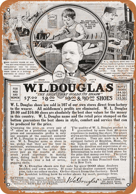 1920 Douglas Shoes Metal Sign