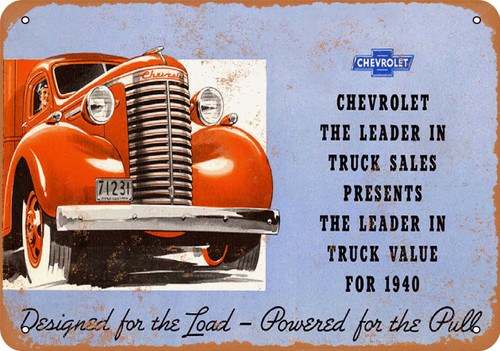 1940 Chevrolet Trucks Metal Sign