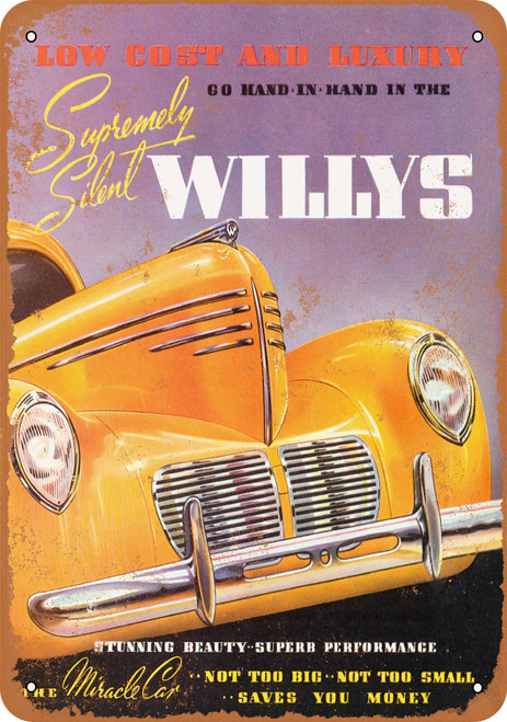 1940 Willys Automobiles Metal Sign