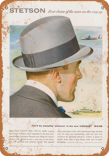 1956 Stetson Hats Metal Sign