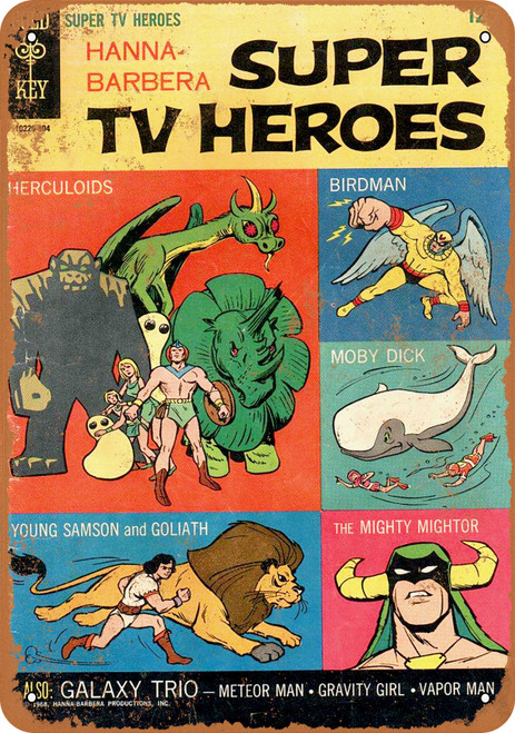 1968 Saturday Morning Super TV Heros Comic Metal Sign