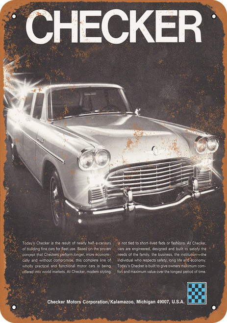 1968 Checker Motors Metal Sign