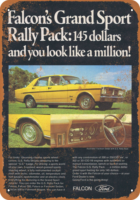 1971 Ford Falcon 500 GS Rally Pack Metal Sign