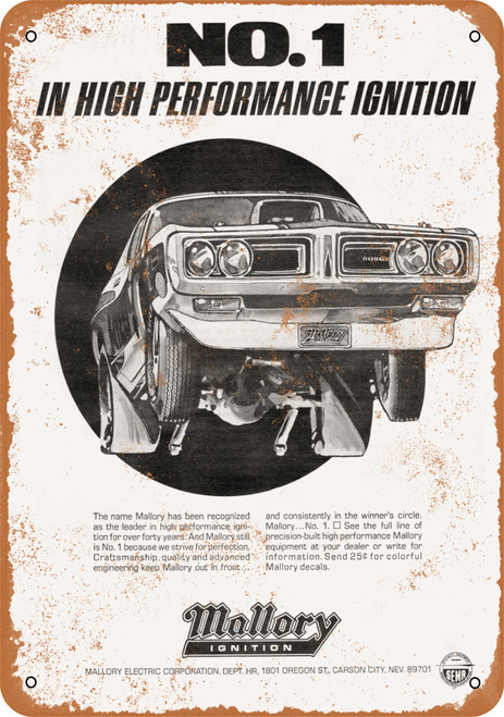 1972 Mallory High Performance Ignitions Metal Sign