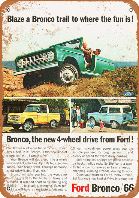 1966 Ford Bronco Metal Sign