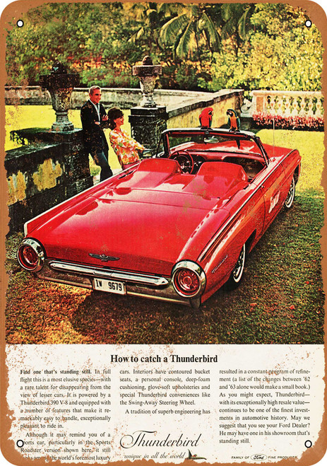 1963 Ford Thunderbird Sports Roadster Metal Sign