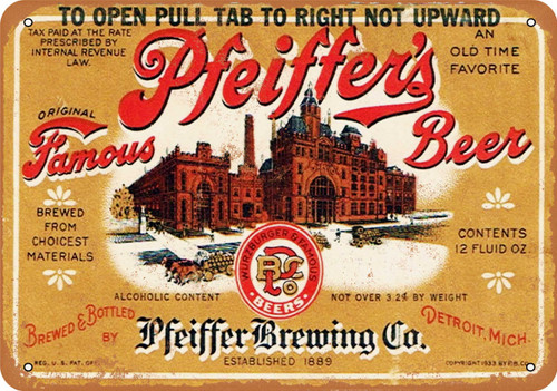 Pfeiffer's Beer Metal Sign