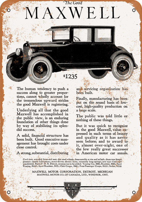 1923 Maxwell Four-Passenger Coupe Metal Sign